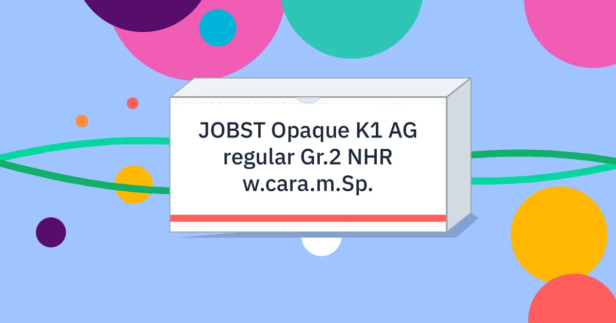 Symbolbild: Packung mit der Aufschrift JOBST Opaque K1 AG regular Gr.2 NHR w.cara.m.Sp. (PZN 13091820) – Verfügbarkeit und Bezug in Apotheken in Frankfurt am Main