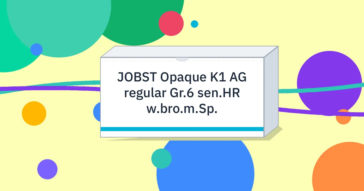 Symbolbild: Packung mit der Aufschrift JOBST Opaque K1 AG regular Gr.6 sen.HR w.bro.m.Sp. (PZN 13092914) – Verfügbarkeit und Bezug in Apotheken in Frankfurt am Main
