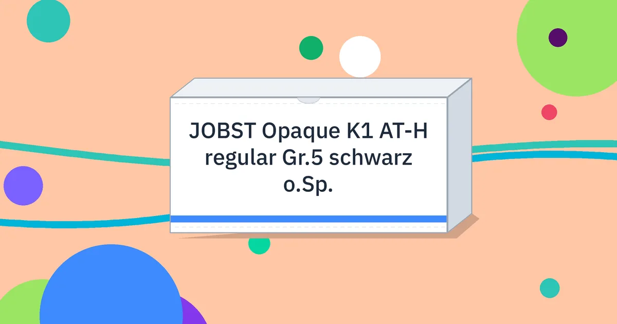 Symbolbild: Packung mit der Aufschrift JOBST Opaque K1 AT-H regular Gr.5 schwarz o.Sp. (PZN 13105829) – Verfügbarkeit und Bezug in Apotheken in Frankfurt am Main