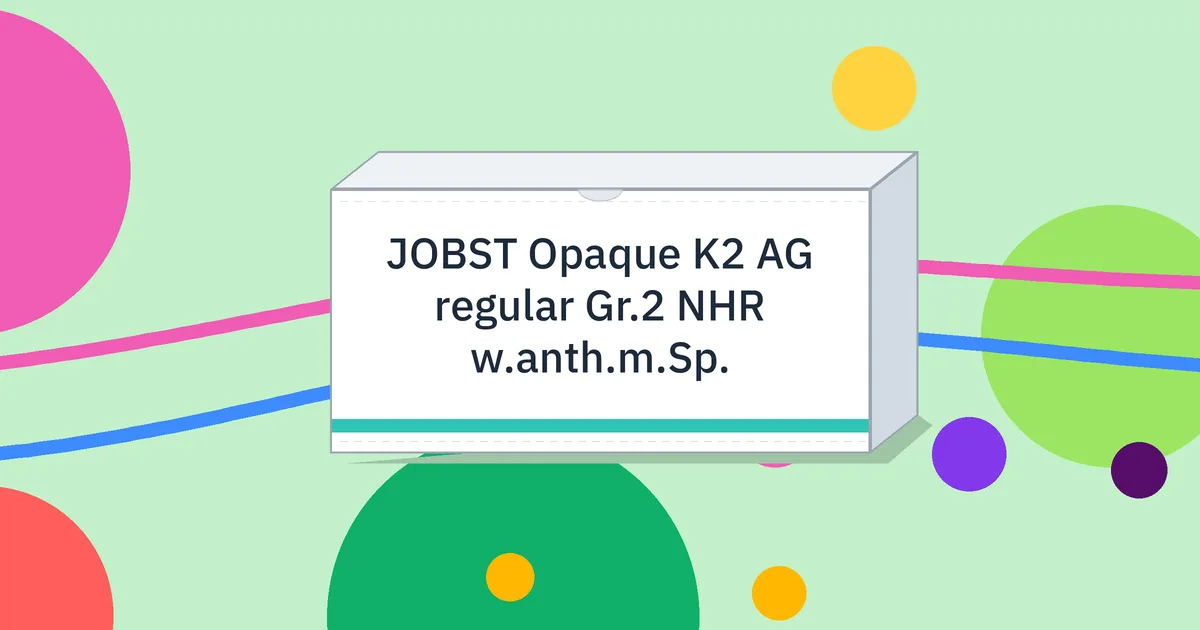 Symbolbild: Packung mit der Aufschrift JOBST Opaque K2 AG regular Gr.2 NHR w.anth.m.Sp. (PZN 16279688) – Verfügbarkeit und Bezug in Apotheken in Frankfurt am Main
