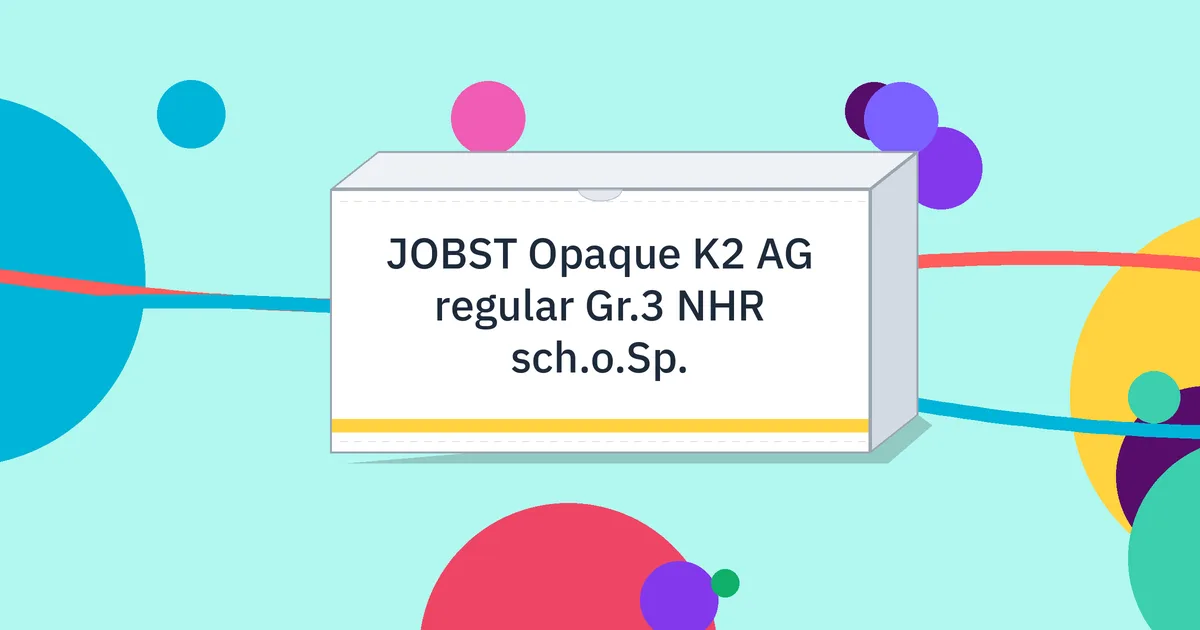 Symbolbild: Packung mit der Aufschrift JOBST Opaque K2 AG regular Gr.3 NHR sch.o.Sp. (PZN 11218707) – Verfügbarkeit und Bezug in Apotheken in Frankfurt am Main