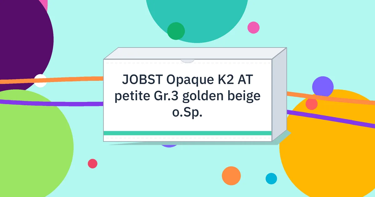 Symbolbild: Packung mit der Aufschrift JOBST Opaque K2 AT petite Gr.3 golden beige o.Sp. (PZN 16290767) – Verfügbarkeit und Bezug in Apotheken in Frankfurt am Main