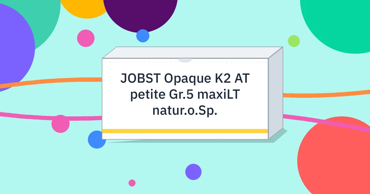Symbolbild: Packung mit der Aufschrift JOBST Opaque K2 AT petite Gr.5 maxiLT natur.o.Sp. (PZN 13119240) – Verfügbarkeit und Bezug in Apotheken in Frankfurt am Main