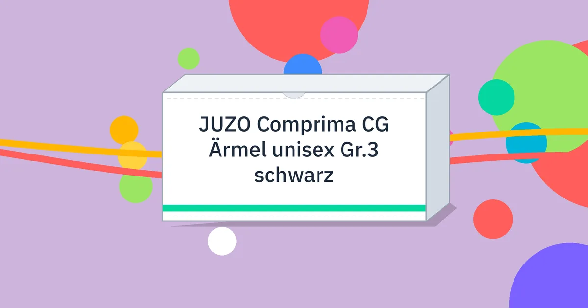Symbolbild: Packung mit der Aufschrift JUZO Comprima CG Ärmel unisex Gr.3 schwarz (PZN 20781784) – Verfügbarkeit und Bezug in Apotheken in Frankfurt am Main