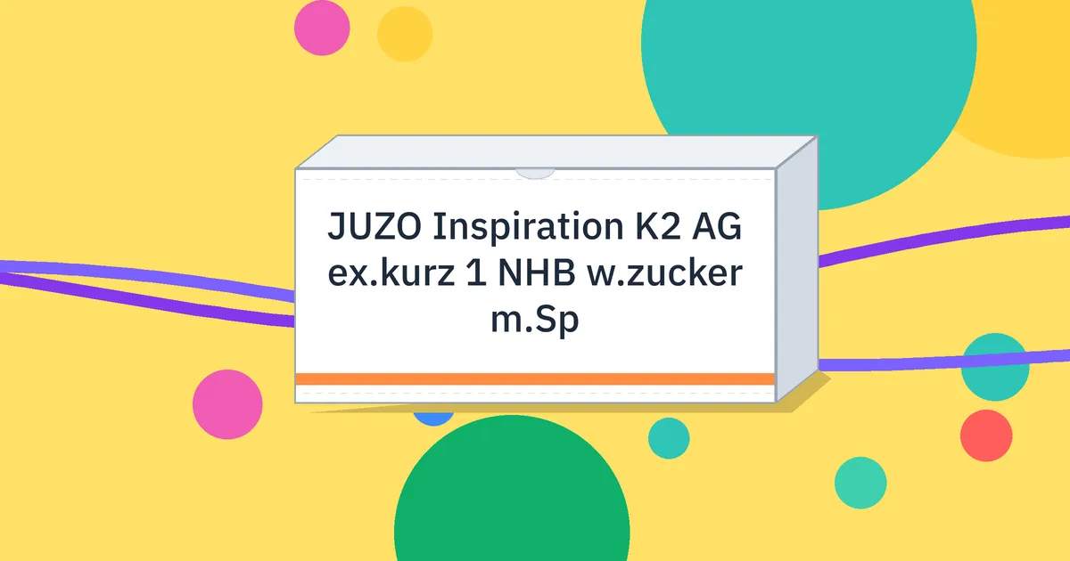 Symbolbild: Packung mit der Aufschrift JUZO Inspiration K2 AG ex.kurz 1 NHB w.zucker m.Sp (PZN 14961973) – Verfügbarkeit und Bezug in Apotheken in Frankfurt am Main