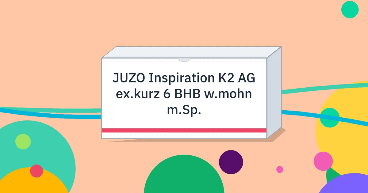 Symbolbild: Packung mit der Aufschrift JUZO Inspiration K2 AG ex.kurz 6 BHB w.mohn m.Sp. (PZN 14851581) – Verfügbarkeit und Bezug in Apotheken in Frankfurt am Main