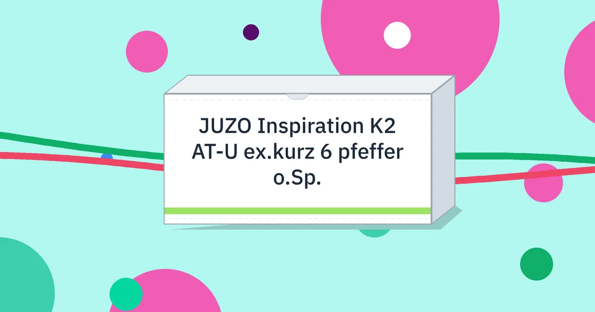 Symbolbild: Packung mit der Aufschrift JUZO Inspiration K2 AT-U ex.kurz 6 pfeffer o.Sp. (PZN 14930518) – Verfügbarkeit und Bezug in Apotheken in Frankfurt am Main