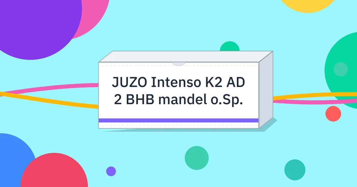 Symbolbild: Packung mit der Aufschrift JUZO Intenso K2 AD 2 BHB mandel o.Sp. (PZN 18623977) – Verfügbarkeit und Bezug in Apotheken in Frankfurt am Main