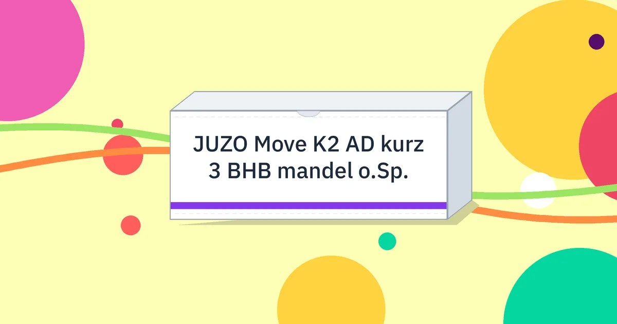 Symbolbild: Packung mit der Aufschrift JUZO Move K2 AD kurz 3 BHB mandel o.Sp. (PZN 16341849) – Verfügbarkeit und Bezug in Apotheken in Frankfurt am Main