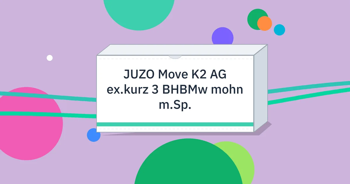 Symbolbild: Packung mit der Aufschrift JUZO Move K2 AG ex.kurz 3 BHBMw mohn m.Sp. (PZN 18564401) – Verfügbarkeit und Bezug in Apotheken in Frankfurt am Main