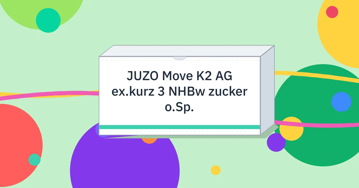 Symbolbild: Packung mit der Aufschrift JUZO Move K2 AG ex.kurz 3 NHBw zucker o.Sp. (PZN 18532909) – Verfügbarkeit und Bezug in Apotheken in Frankfurt am Main