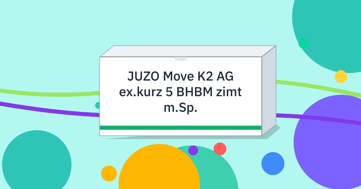 Symbolbild: Packung mit der Aufschrift JUZO Move K2 AG ex.kurz 5 BHBM zimt m.Sp. (PZN 18532565) – Verfügbarkeit und Bezug in Apotheken in Frankfurt am Main