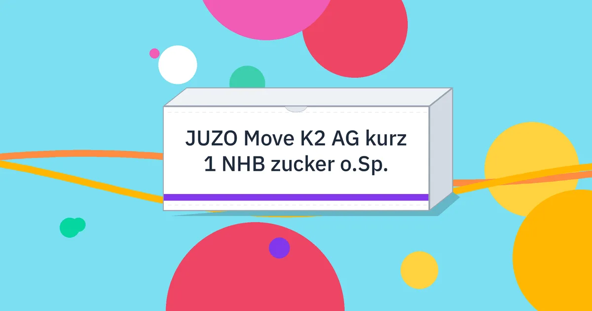 Symbolbild: Packung mit der Aufschrift JUZO Move K2 AG kurz 1 NHB zucker o.Sp. (PZN 18529563) – Verfügbarkeit und Bezug in Apotheken in Frankfurt am Main
