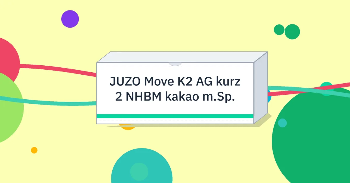 Symbolbild: Packung mit der Aufschrift JUZO Move K2 AG kurz 2 NHBM kakao m.Sp. (PZN 18558984) – Verfügbarkeit und Bezug in Apotheken in Frankfurt am Main