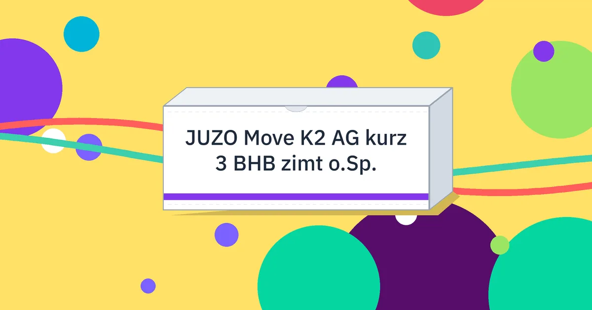 Symbolbild: Packung mit der Aufschrift JUZO Move K2 AG kurz 3 BHB zimt o.Sp. (PZN 18530098) – Verfügbarkeit und Bezug in Apotheken in Frankfurt am Main