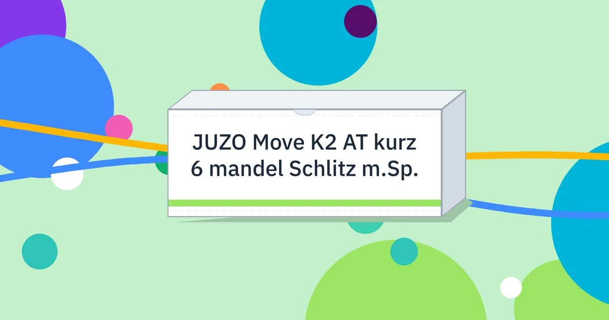 Symbolbild: Packung mit der Aufschrift JUZO Move K2 AT kurz 6 mandel Schlitz m.Sp. (PZN 20675065) – Verfügbarkeit und Bezug in Apotheken in Frankfurt am Main