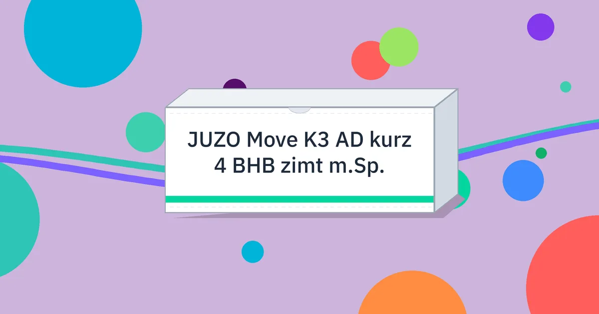 Symbolbild: Packung mit der Aufschrift JUZO Move K3 AD kurz 4 BHB zimt m.Sp. (PZN 18568385) – Verfügbarkeit und Bezug in Apotheken in Frankfurt am Main