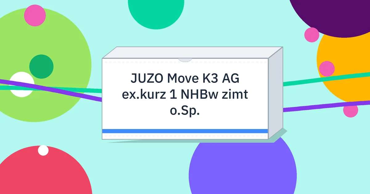 Symbolbild: Packung mit der Aufschrift JUZO Move K3 AG ex.kurz 1 NHBw zimt o.Sp. (PZN 18584409) – Verfügbarkeit und Bezug in Apotheken in Frankfurt am Main