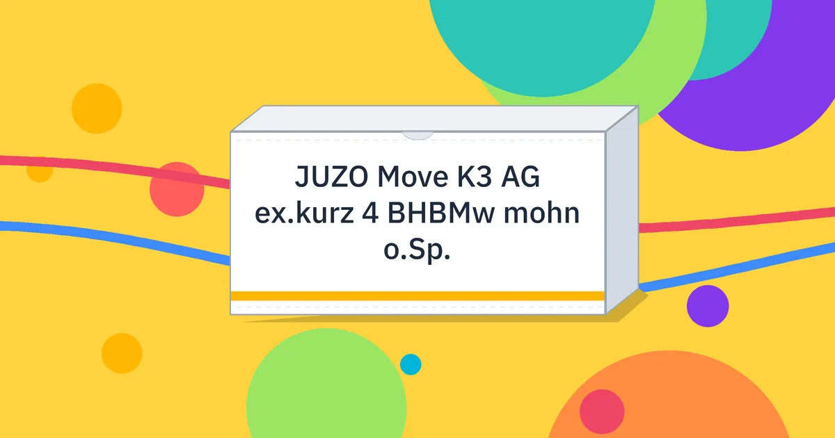 Symbolbild: Packung mit der Aufschrift JUZO Move K3 AG ex.kurz 4 BHBMw mohn o.Sp. (PZN 18598096) – Verfügbarkeit und Bezug in Apotheken in Frankfurt am Main