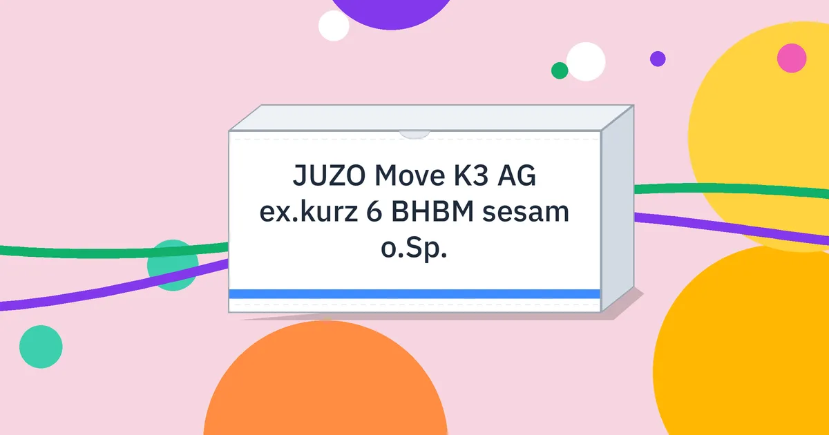 Symbolbild: Packung mit der Aufschrift JUZO Move K3 AG ex.kurz 6 BHBM sesam o.Sp. (PZN 18586070) – Verfügbarkeit und Bezug in Apotheken in Frankfurt am Main