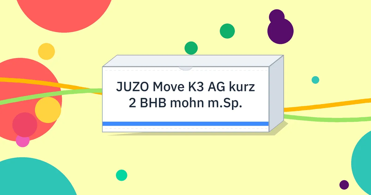 Symbolbild: Packung mit der Aufschrift JUZO Move K3 AG kurz 2 BHB mohn m.Sp. (PZN 18591467) – Verfügbarkeit und Bezug in Apotheken in Frankfurt am Main