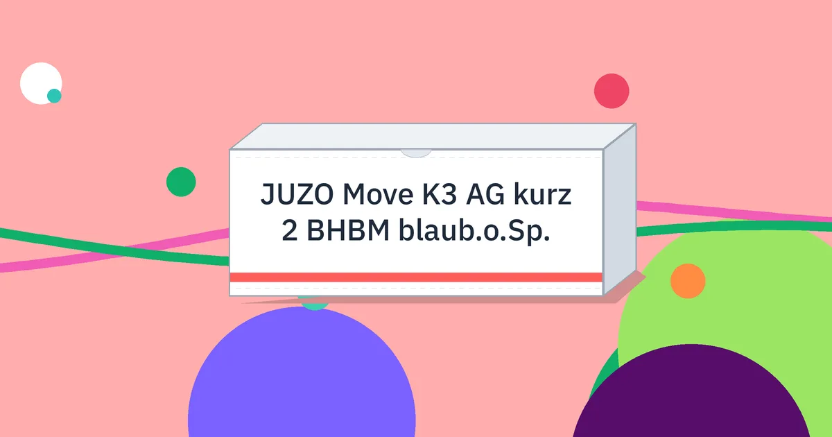 Symbolbild: Packung mit der Aufschrift JUZO Move K3 AG kurz 2 BHBM blaub.o.Sp. (PZN 18593868) – Verfügbarkeit und Bezug in Apotheken in Frankfurt am Main