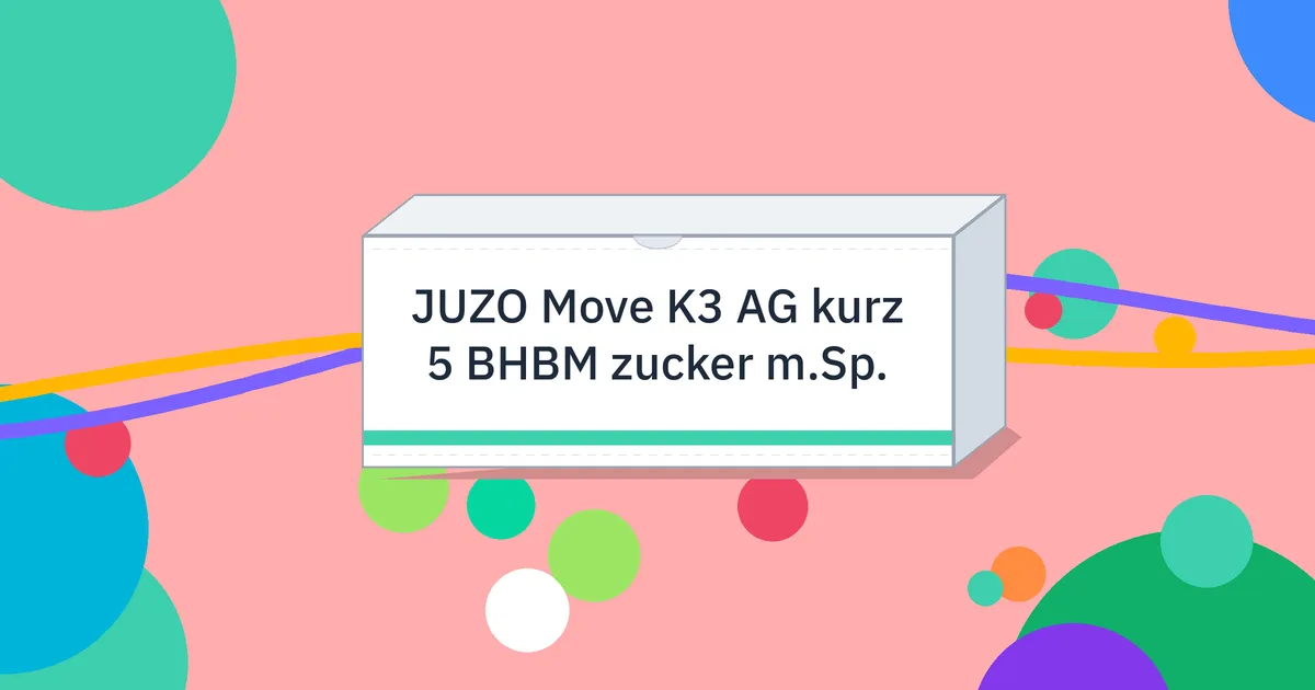 Symbolbild: Packung mit der Aufschrift JUZO Move K3 AG kurz 5 BHBM zucker m.Sp. (PZN 18579957) – Verfügbarkeit und Bezug in Apotheken in Frankfurt am Main
