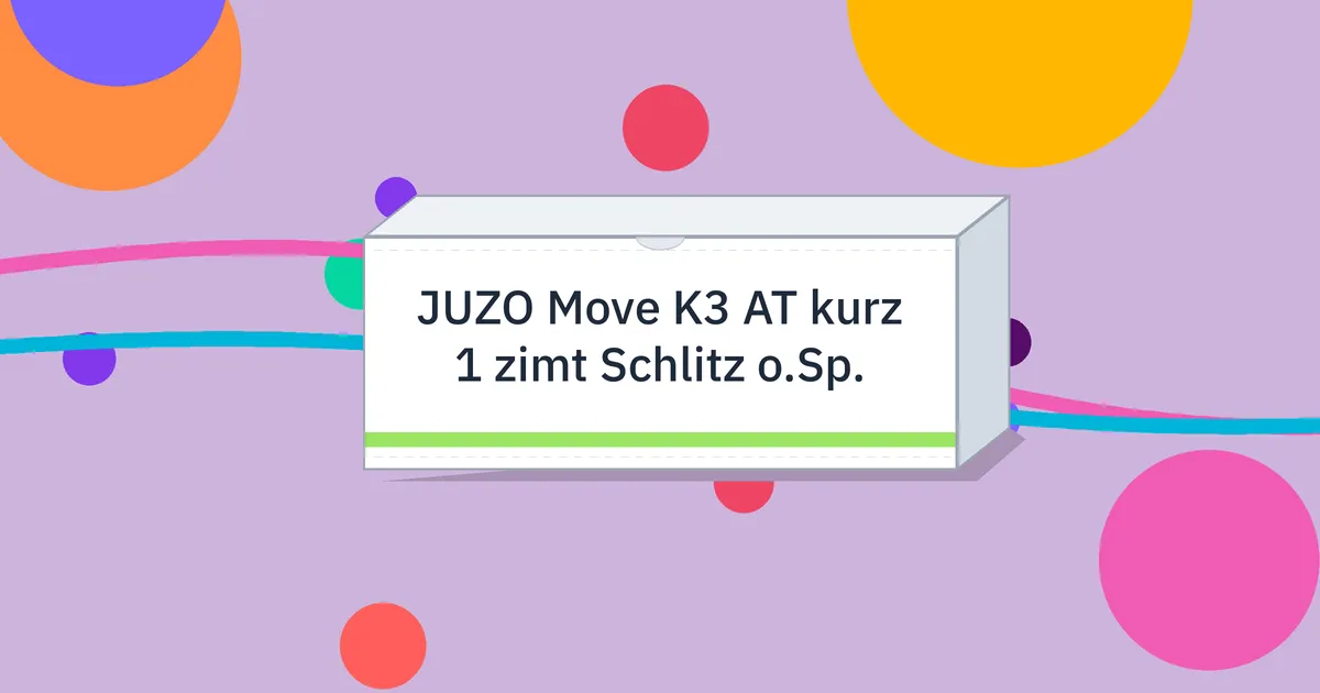 Symbolbild: Packung mit der Aufschrift JUZO Move K3 AT kurz 1 zimt Schlitz o.Sp. (PZN 20685595) – Verfügbarkeit und Bezug in Apotheken in Frankfurt am Main