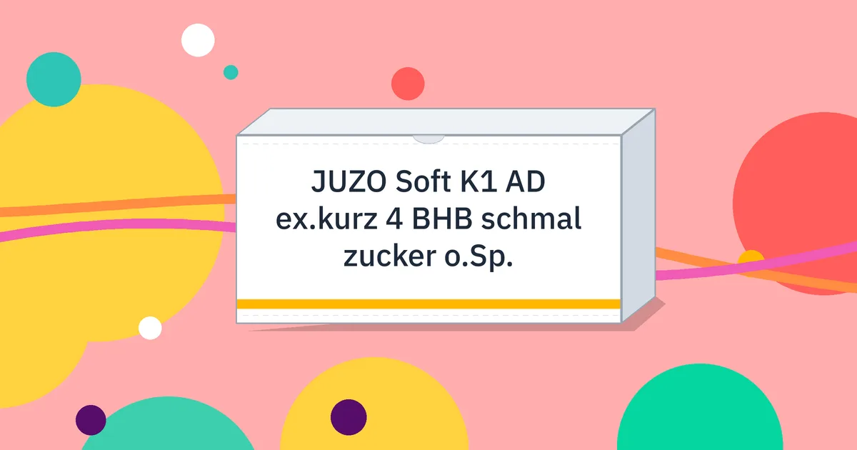 Symbolbild: Packung mit der Aufschrift JUZO Soft K1 AD ex.kurz 4 BHB schmal zucker o.Sp. (PZN 15464107) – Verfügbarkeit und Bezug in Apotheken in Frankfurt am Main