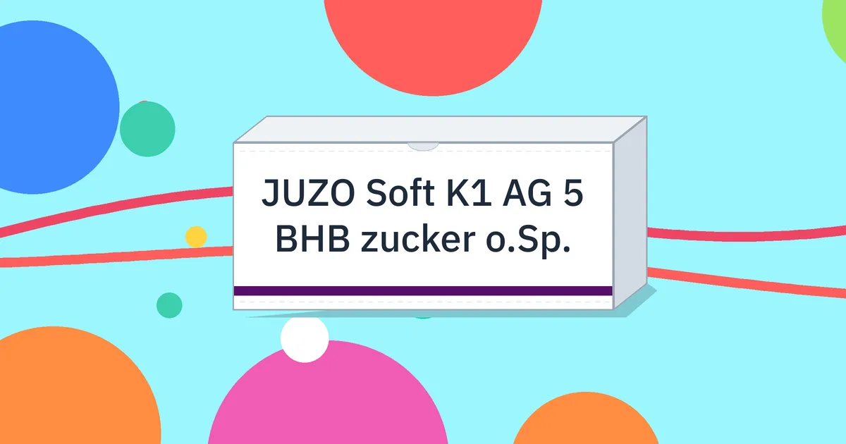 Symbolbild: Packung mit der Aufschrift JUZO Soft K1 AG 5 BHB zucker o.Sp. (PZN 14821290) – Verfügbarkeit und Bezug in Apotheken in Frankfurt am Main