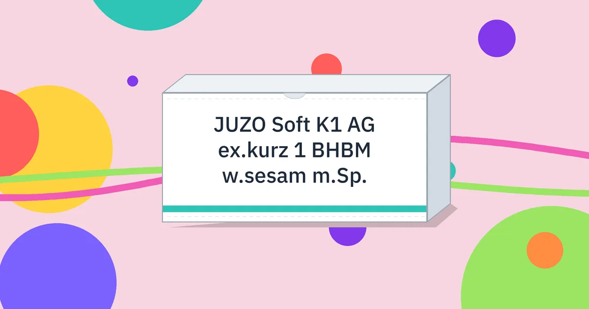 Symbolbild: Packung mit der Aufschrift JUZO Soft K1 AG ex.kurz 1 BHBM w.sesam m.Sp. (PZN 14864135) – Verfügbarkeit und Bezug in Apotheken in Frankfurt am Main