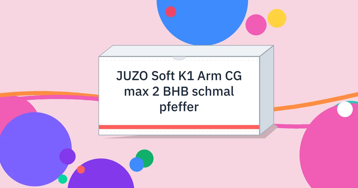 Symbolbild: Packung mit der Aufschrift JUZO Soft K1 Arm CG max 2 BHB schmal pfeffer (PZN 15509347) – Verfügbarkeit und Bezug in Apotheken in Frankfurt am Main
