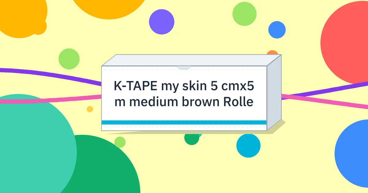 Symbolbild: Packung mit der Aufschrift K-TAPE my skin 5 cmx5 m medium brown Rolle (PZN 17455354) – Verfügbarkeit und Bezug in Apotheken in Frankfurt am Main