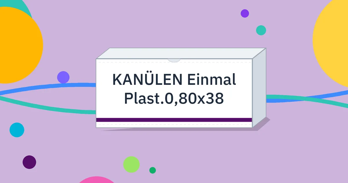 Symbolbild: Packung mit der Aufschrift KANÜLEN Einmal Plast.0,80x38 (PZN 01964289) – Verfügbarkeit und Bezug in Apotheken in Frankfurt am Main