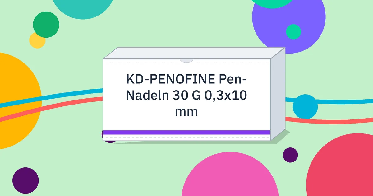 Symbolbild: Packung mit der Aufschrift KD-PENOFINE Pen-Nadeln 30 G 0,3x10 mm (PZN 20377801) – Verfügbarkeit und Bezug in Apotheken in Frankfurt am Main