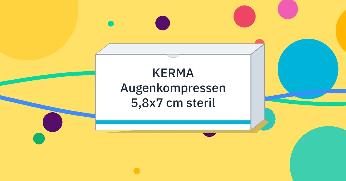 Symbolbild: Packung mit der Aufschrift KERMA Augenkompressen 5,8x7 cm steril (PZN 12551372) – Verfügbarkeit und Bezug in Apotheken in Frankfurt am Main
