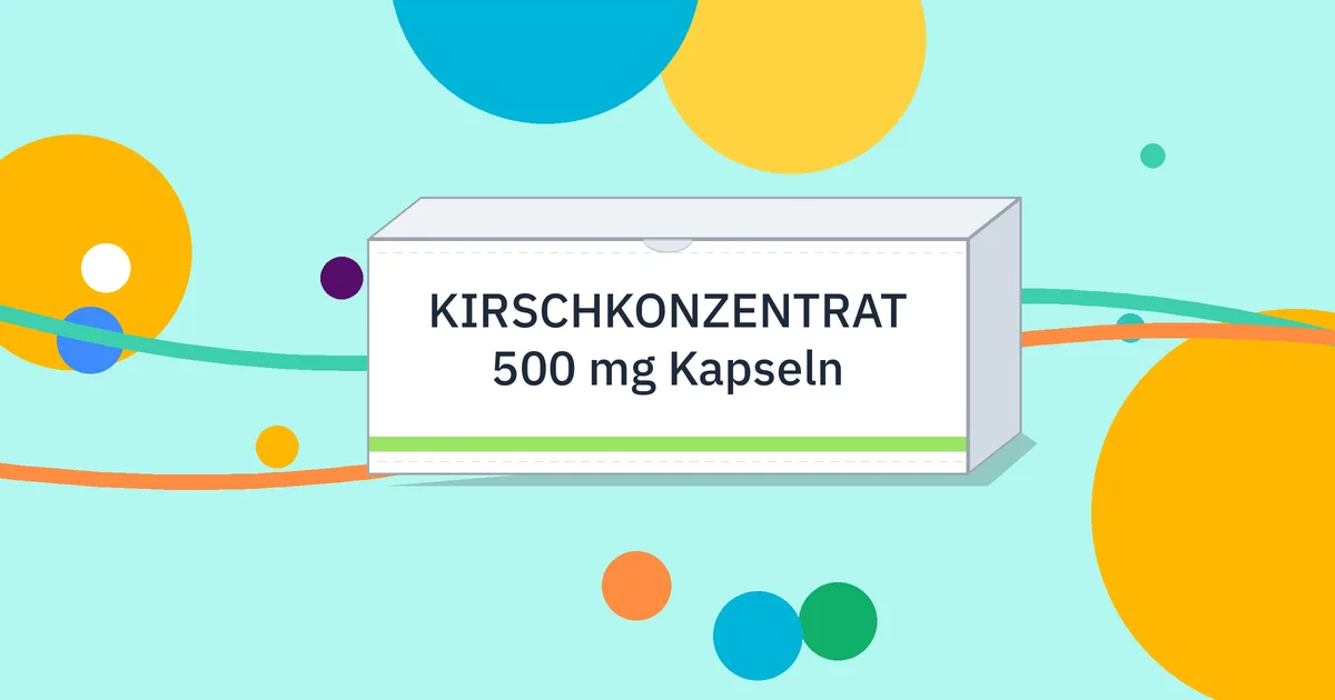 Symbolbild: Packung mit der Aufschrift KIRSCHKONZENTRAT 500 mg Kapseln (PZN 18215965) – Verfügbarkeit und Bezug in Apotheken in Frankfurt am Main