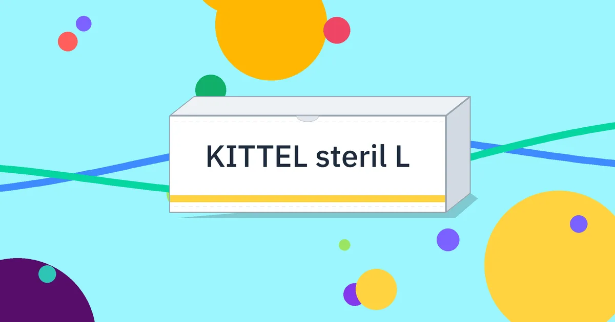 Symbolbild: Packung mit der Aufschrift KITTEL steril L (PZN 08848528) – Verfügbarkeit und Bezug in Apotheken in Frankfurt am Main