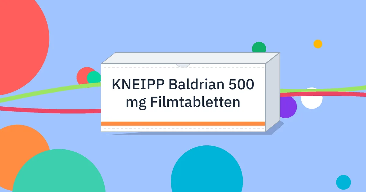 Symbolbild: Packung mit der Aufschrift KNEIPP Baldrian 500 mg Filmtabletten (PZN 18448190) – Verfügbarkeit und Bezug in Apotheken in Frankfurt am Main