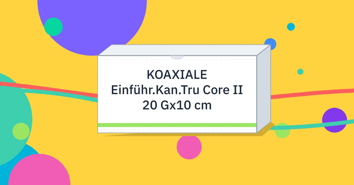 Symbolbild: Packung mit der Aufschrift KOAXIALE Einführ.Kan.Tru Core II 20 Gx10 cm (PZN 02294767) – Verfügbarkeit und Bezug in Apotheken in Frankfurt am Main