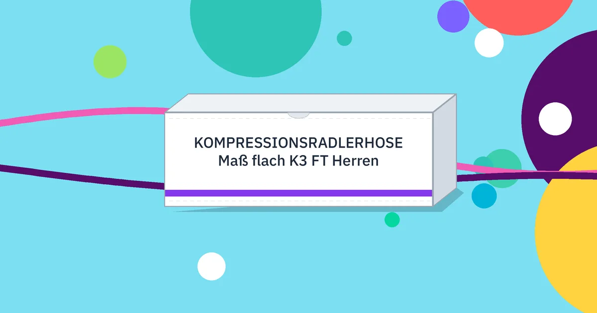 Symbolbild: Packung mit der Aufschrift KOMPRESSIONSRADLERHOSE Maß flach K3 FT Herren (PZN 16746322) – Verfügbarkeit und Bezug in Apotheken in Frankfurt am Main