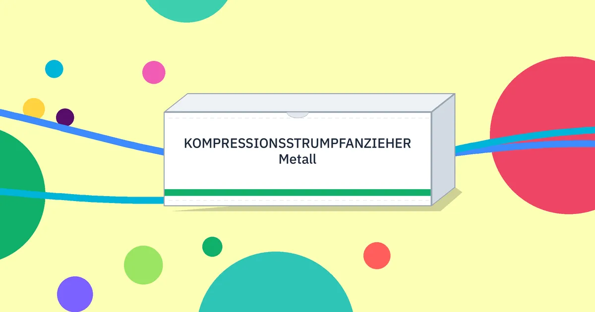 Symbolbild: Packung mit der Aufschrift KOMPRESSIONSSTRUMPFANZIEHER Metall (PZN 09212979) – Verfügbarkeit und Bezug in Apotheken in Frankfurt am Main