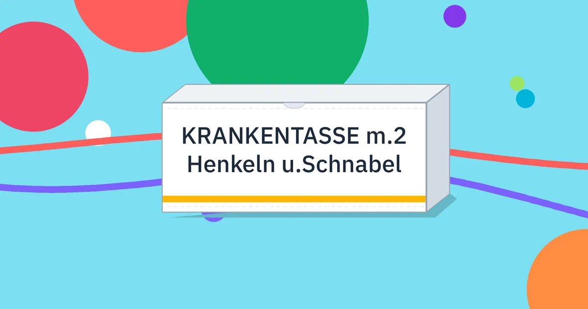 Symbolbild: Packung mit der Aufschrift KRANKENTASSE m.2 Henkeln u.Schnabel (PZN 04444633) – Verfügbarkeit und Bezug in Apotheken in Frankfurt am Main