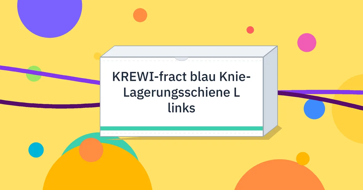 Symbolbild: Packung mit der Aufschrift KREWI-fract blau Knie-Lagerungsschiene L links (PZN 17299730) – Verfügbarkeit und Bezug in Apotheken in Frankfurt am Main