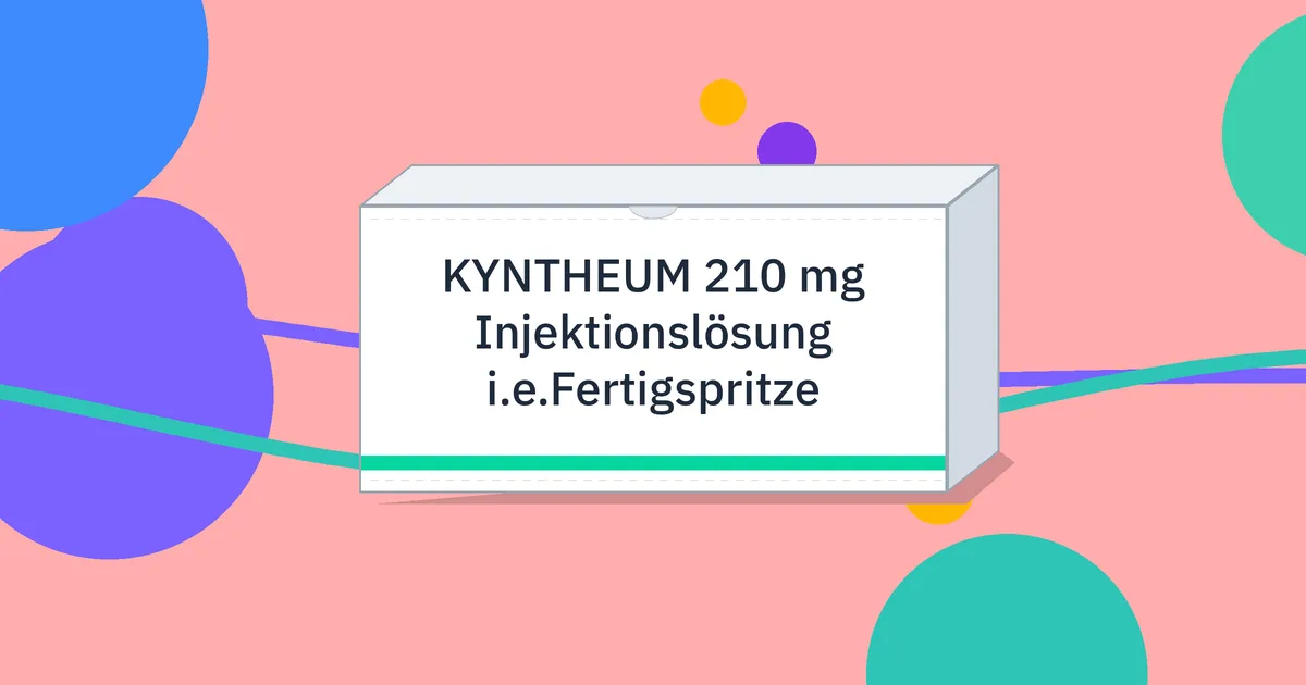 Symbolbild: Packung mit der Aufschrift KYNTHEUM 210 mg Injektionslösung i.e.Fertigspritze (PZN 17592128) – Verfügbarkeit und Bezug in Apotheken in Frankfurt am Main