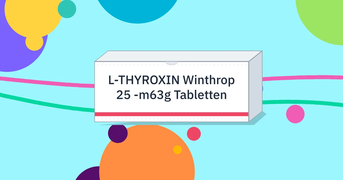 Symbolbild: Packung mit der Aufschrift L-THYROXIN Winthrop 25 -m63g Tabletten (PZN 06912825) – Verfügbarkeit und Bezug in Apotheken in Frankfurt am Main