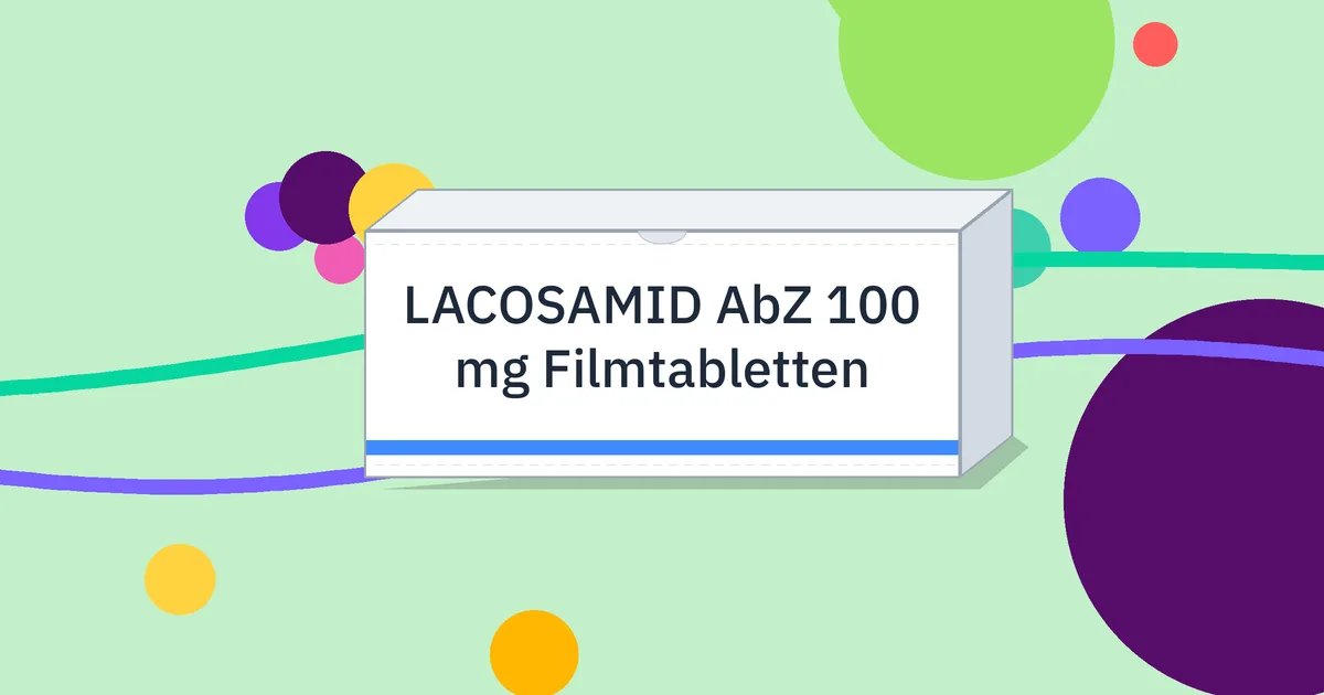 Symbolbild: Packung mit der Aufschrift LACOSAMID AbZ 100 mg Filmtabletten (PZN 14352369) – Verfügbarkeit und Bezug in Apotheken in Frankfurt am Main