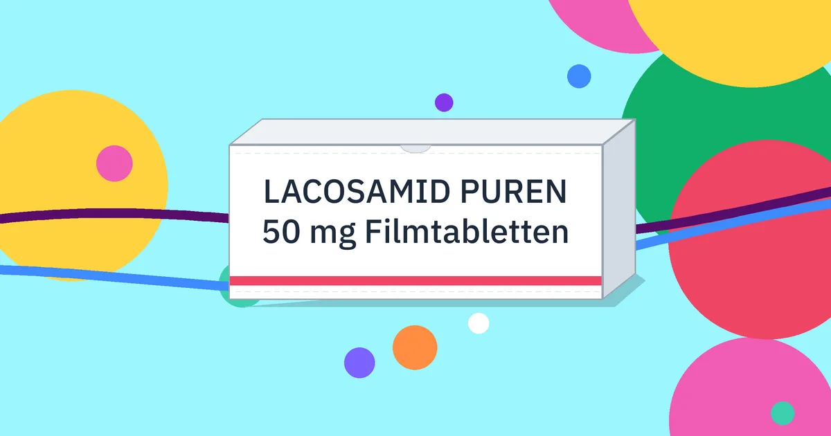 Symbolbild: Packung mit der Aufschrift LACOSAMID PUREN 50 mg Filmtabletten (PZN 17636802) – Verfügbarkeit und Bezug in Apotheken in Frankfurt am Main