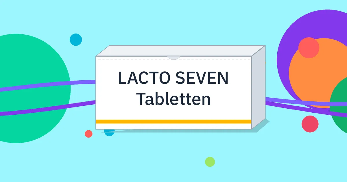 Symbolbild: Packung mit der Aufschrift LACTO SEVEN Tabletten (PZN 03031627) – Verfügbarkeit und Bezug in Apotheken in Frankfurt am Main