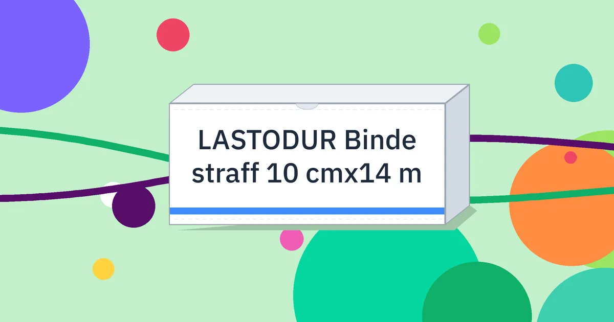 Symbolbild: Packung mit der Aufschrift LASTODUR Binde straff 10 cmx14 m (PZN 02459346) – Verfügbarkeit und Bezug in Apotheken in Frankfurt am Main